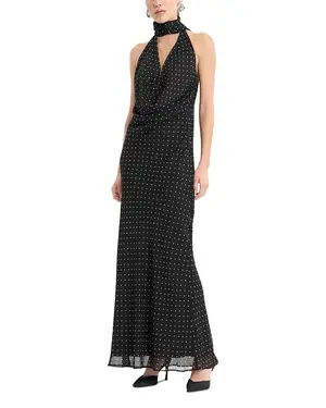 ROTATE BY BIRGER CHRISTENSEN Chiffon Halter Neck Dress - Black