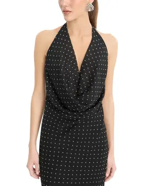 ROTATE BY BIRGER CHRISTENSEN Chiffon Halter Neck Dress