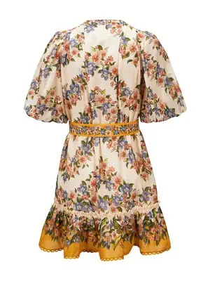 Farm Rio Floral Print Short High-low Dress With Belt