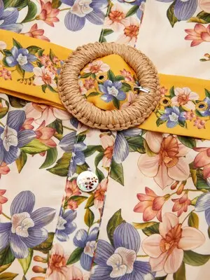 Farm Rio Floral Print Short High-low Dress With Belt