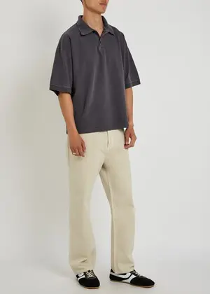 AGOLDE Curren Piqué Cotton Polo Shirt - Charcoal