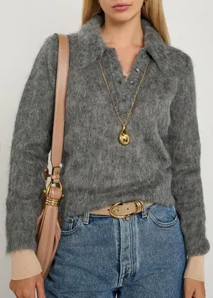 Chloé Brushed Knit Alpaca Wool-blend Polo Top