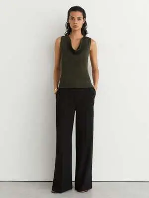 REISS Simone Cowl-neck Metallic-knit Sleeveless Top