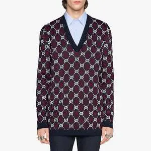 Gucci Logo Embroidered V Neck Sweater