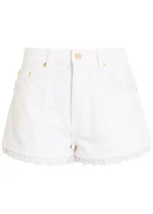 GANNI Lace-trimmed Denim Shorts - White