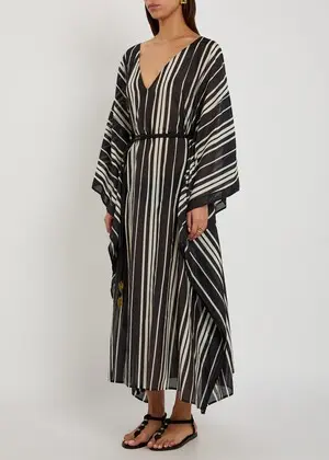 Tory Burch Striped Belted Kaftan Dress