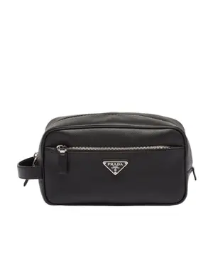 Prada Saffiano Leather Travel Pouch - Black
