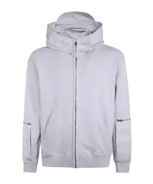 TEN C Long Sleeve Zip-up Hooded Sweatshirt - Grey