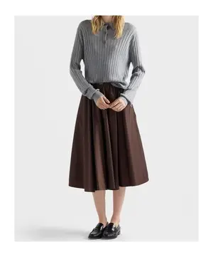 Prada Lightweight Gathered Re-nylon Skirt - Brown