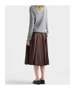 Prada Lightweight Gathered Re-nylon Skirt - Brown
