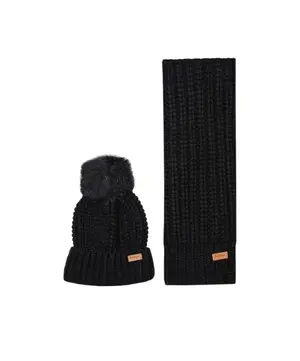 Barbour Saltburn Beanie Scarf Knit Set - Black