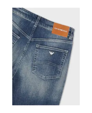 Emporio Armani Embroidered-logo Denim Trousers