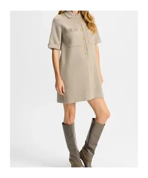 Veronica Beard Beige Short-sleeve Patch-pocket Dress