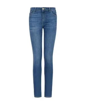 Emporio Armani Embroidered-logo Skinny Jeans - Blue
