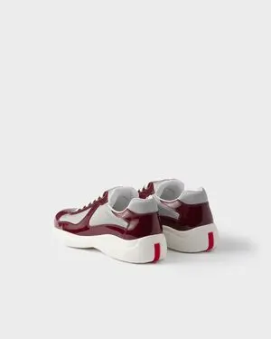 Prada Patent Leather And Technical Fabric Sneakers