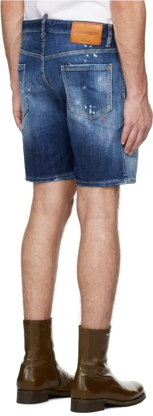 Dsquared2 Medium Wash Distressed Denim Shorts