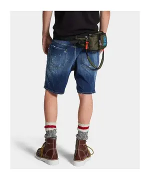 Dsquared2 Medium Wash Distressed Denim Shorts