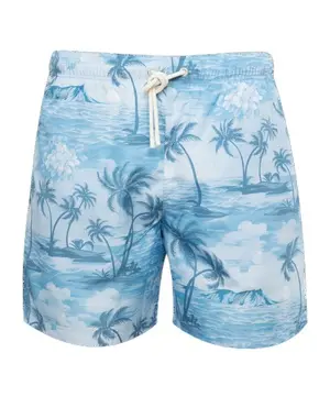 Palm Angels Sunset Printed Drawstring Swim Shorts - Blue