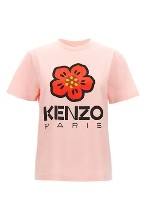 Kenzo Logo Printed Crewneck T-shirt - Pink