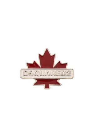 Dsquared2 Logo Engraved Leaf Shape Brooch - Yellow
