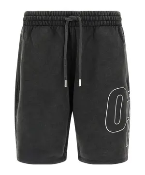 Off-White Logo Printed Drawstring Shorts - Black