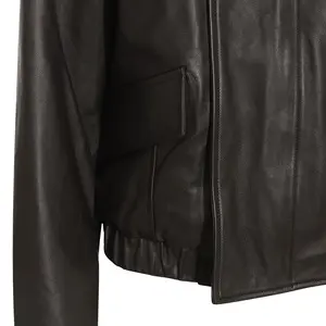 LEMAIRE Zipped Leather Bomber Jacket With Shearling Collar
