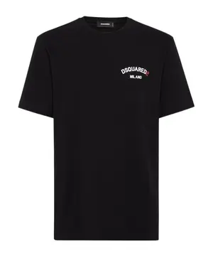 Dsquared2 Logo Embroidered Crewneck T-shirt - Black