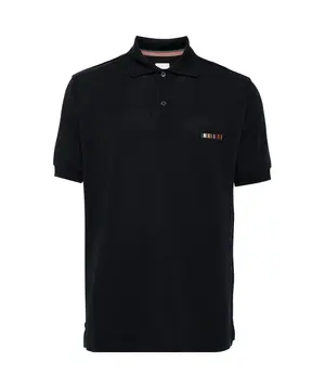 Paul Smith Stripe-detailing Cotton Polo Shirt - Black