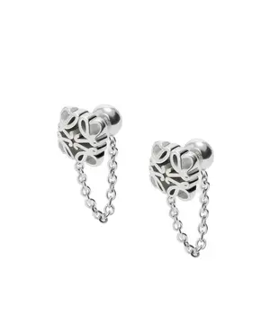 Loewe Anagram Bombe Chain Earrings In Sterling - Silver
