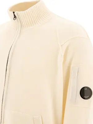 C.P. COMPANY Zip-up Knitted Cardigan With Lens Detail