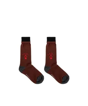 Marni Wool-cashmere Crew Socks With Heraldic Logo