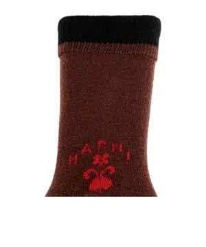 Marni Wool-cashmere Crew Socks With Heraldic Logo