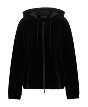 Emporio Armani Zip-up Chenille Hoodie - Black