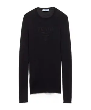 Prada Superfine Ribbed Intarsia-logo Sweater