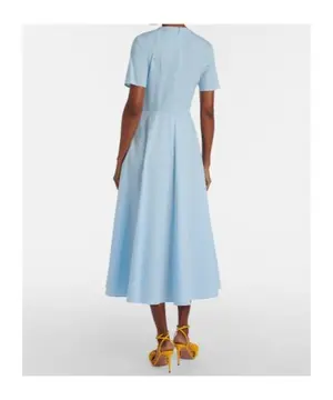 Oscar De La Renta Printed Cotton-blend Midi Dress - Blue