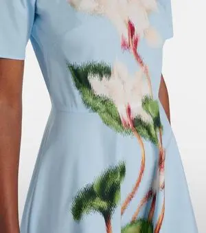 Oscar De La Renta Printed Cotton-blend Midi Dress - Blue