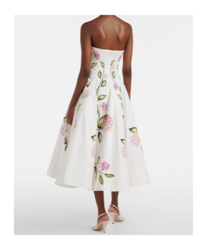 Oscar De La Renta Floral Cotton-blend Poplin Bustier Gown