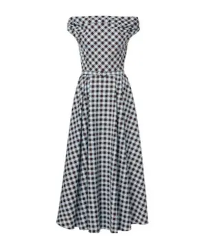 Oscar De La Renta Gingham Cotton-blend Midi Dress - Gray