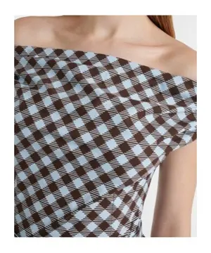 Oscar De La Renta Gingham Off-the-shoulder Midi Dress