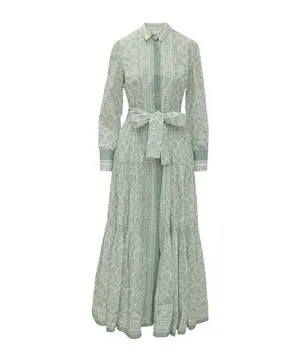 MC2 SAINT BARTH Jensen Long Sleeve Printed Shirt Dress - Gray