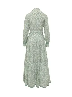 MC2 SAINT BARTH Jensen Long Sleeve Printed Shirt Dress - Gray