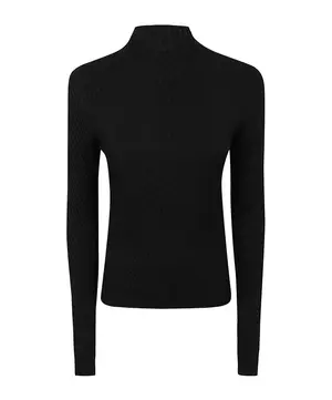 Victoria Beckham Georgia Ribbed-knit High-neck Jumper - Black