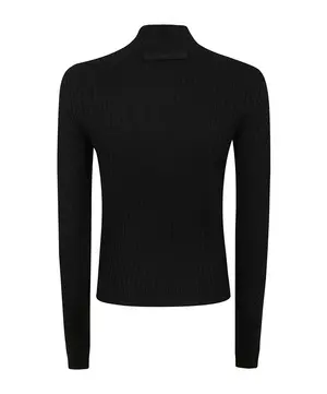 Victoria Beckham Georgia Ribbed-knit High-neck Jumper - Black