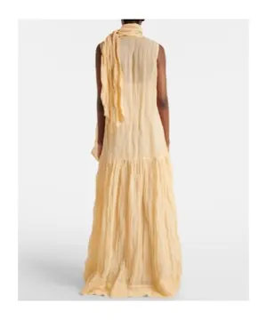 Plan C Scarf-detail Cotton-blend Maxi Dress