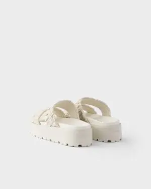 Prada Matelassé Nappa Leather Flatform Slides