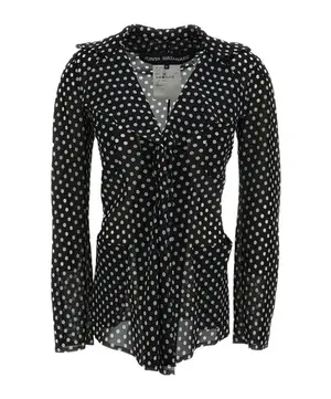 Junya Watanabe Polka Dot Fitted Blouse With Ruffle Details - Black