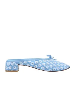 Repetto Camille Floral-print Bow-detail Mules - Blue