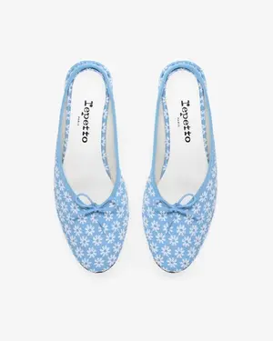 Repetto Camille Floral-print Bow Detail Mules - Blue