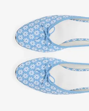 Repetto Camille Floral-print Bow Detail Mules - Blue