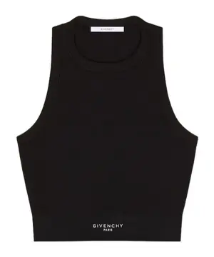 Givenchy Cropped Tank Top In Cotton With Band - Black